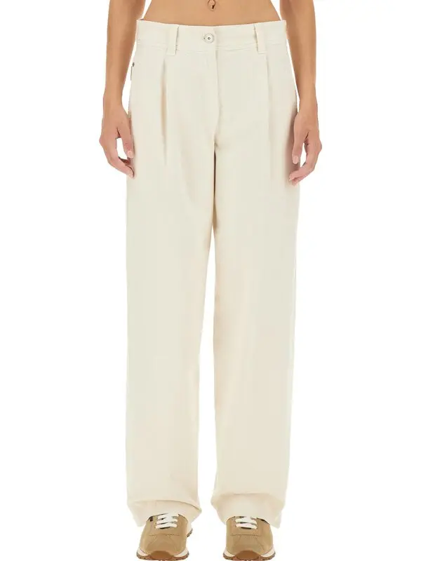 Brunello Cucinelli Baggy Fit Cotton-blend Trousers - White
