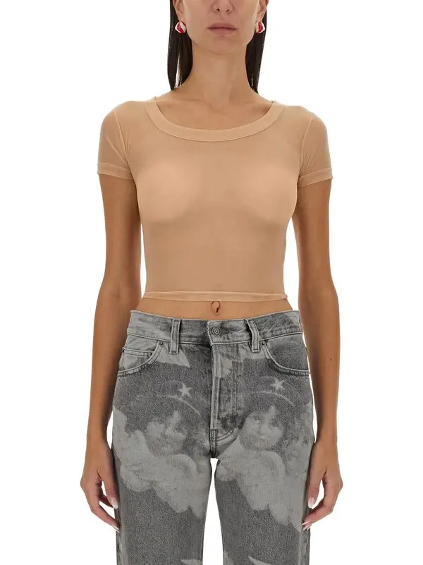 Fiorucci Cropped Tulle Top - Nude