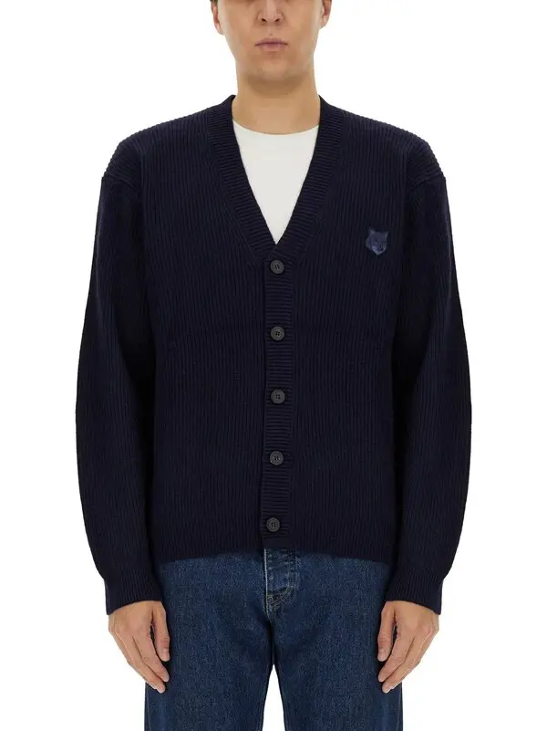 Maison Kitsuné Ribbed Cardigan - Blue