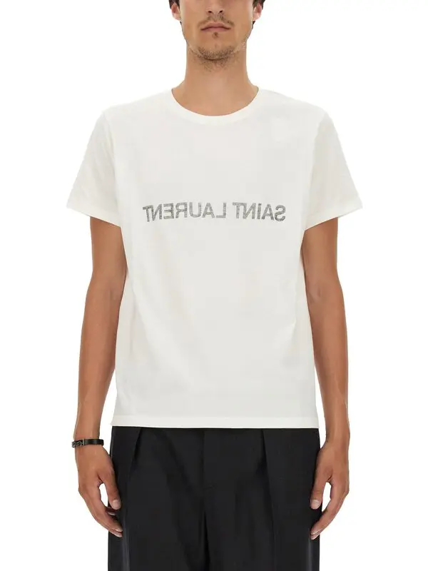 Saint Laurent Inverted Logo T-shirt - White