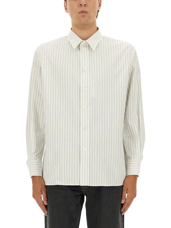 Saint Laurent Cassandre Striped Shirt - White