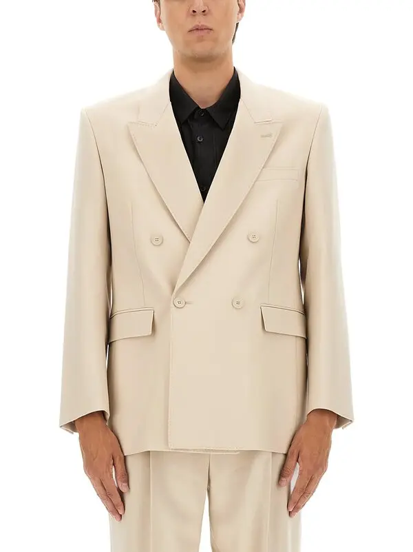 Saint Laurent Lightweight Wool Jacket - Beige