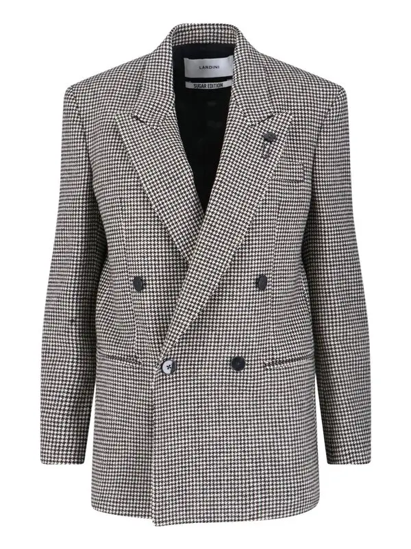 LARDINI Double-breasted Wool-blend Blazer - Black