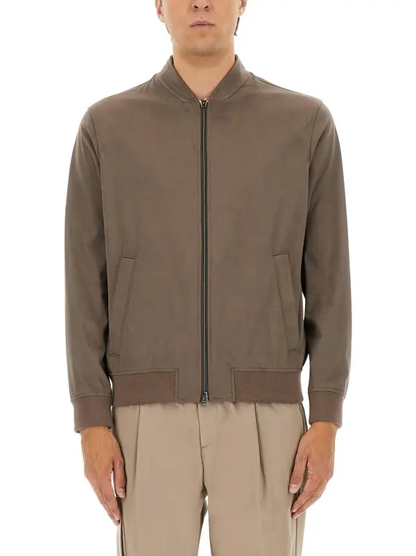 Herno Resort Bomber Jacket In Suede Alternatives - Brown