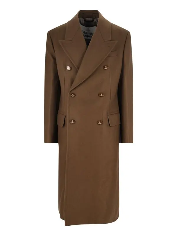 VIVIENNE WESTWOOD Double-breasted Wool And Cashmere Coat - Brown