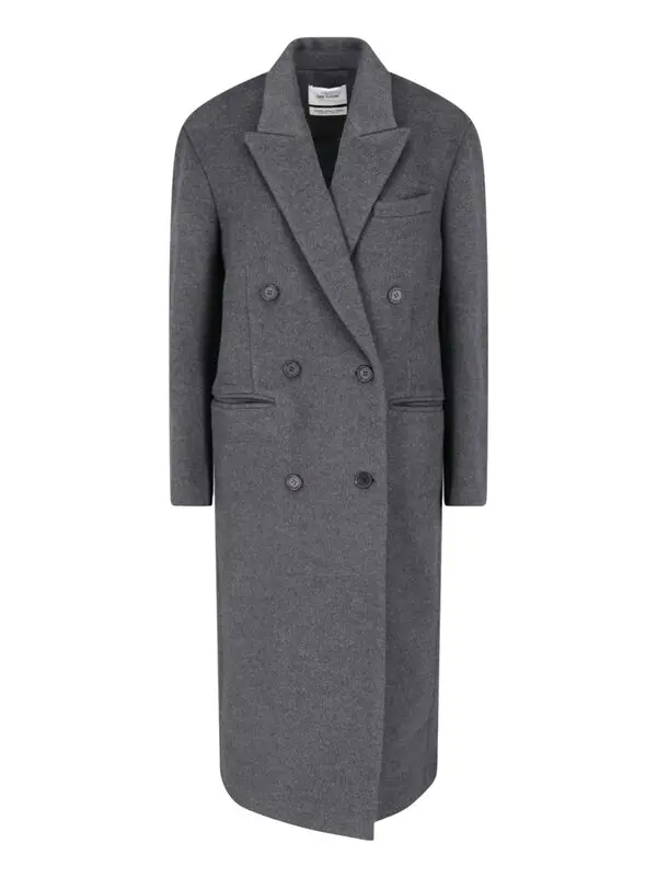 LOW CLASSIC Double-breasted Wool And Cashmere Coat - Gray