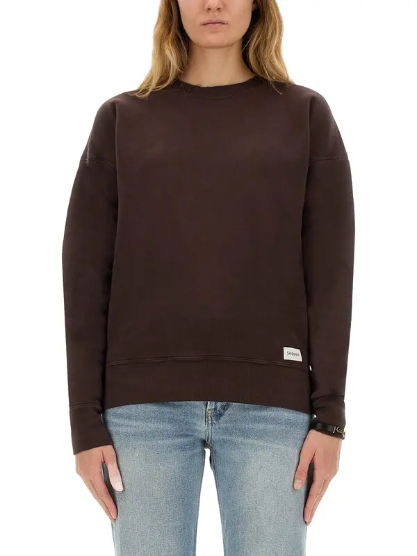 Saint Laurent Sweatshirt With Logo - Brown