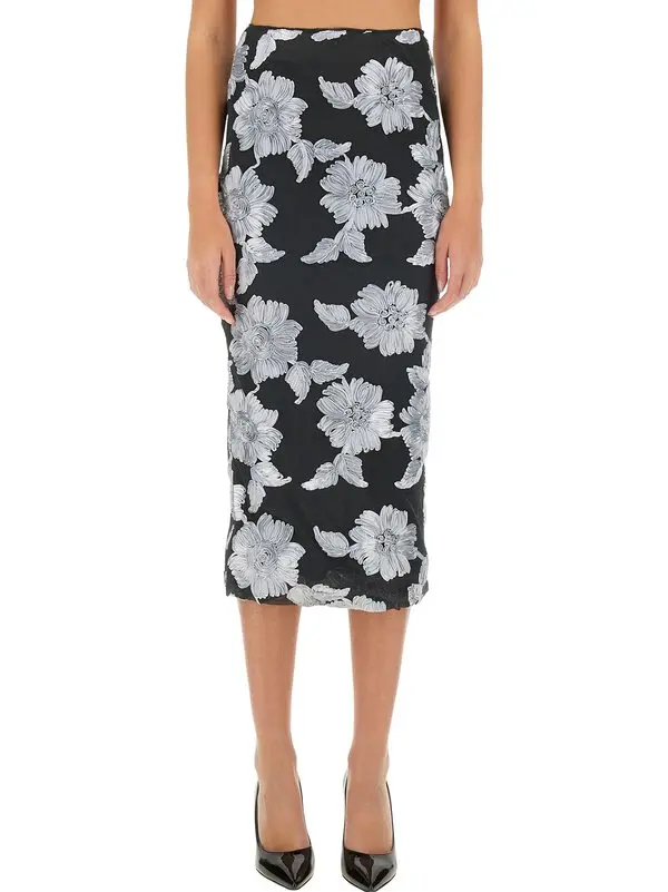 Remain Birger Christensen Floral Pencil Skirt - Black