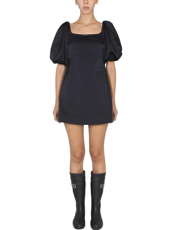 Patou Mini Dress With Balloon Sleeves - Black