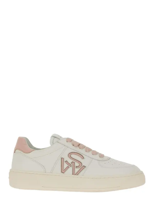 STUART WEITZMAN Leather Logo Sneakers - White