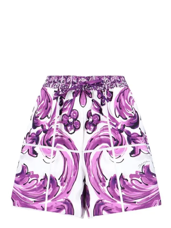 Dolce & Gabbana Maiolica Printed Shorts - Purple