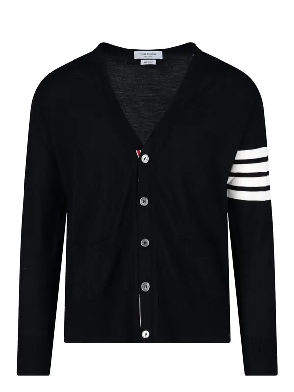 Thom Browne 4-bar Merino Wool Cardigan - Black
