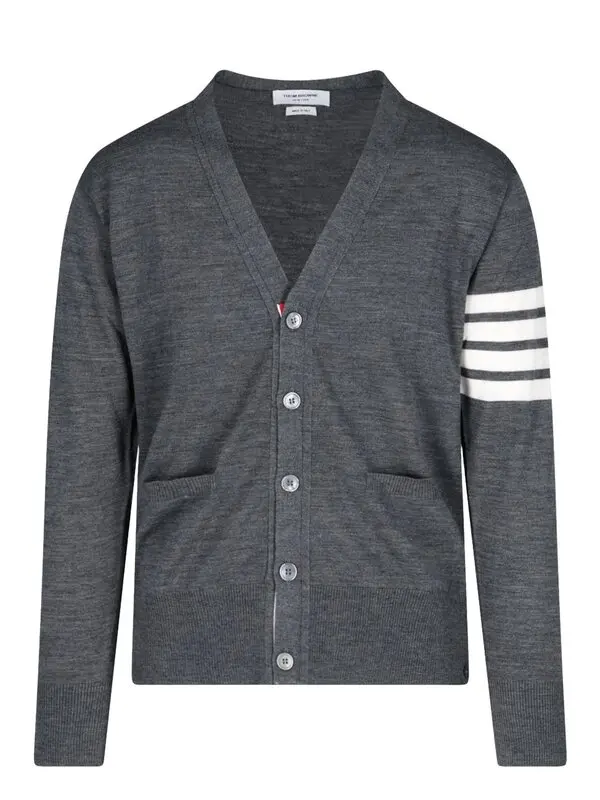 Thom Browne 4-bar Merino Wool Cardigan - Gray