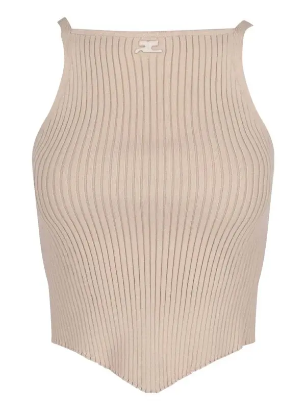 COURREGES Sleeveless Knit Top - Beige