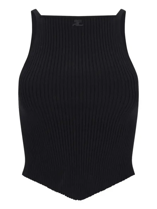 COURREGES Sleeveless Knit Top - Black