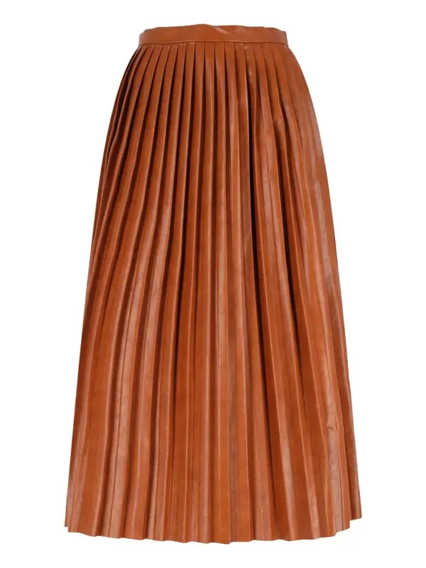 MAISON MARGIELA Pleated Midi Skirt - Brown