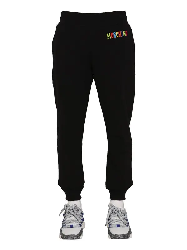 Moschino Multicolor Logo Jogging Pants - Black