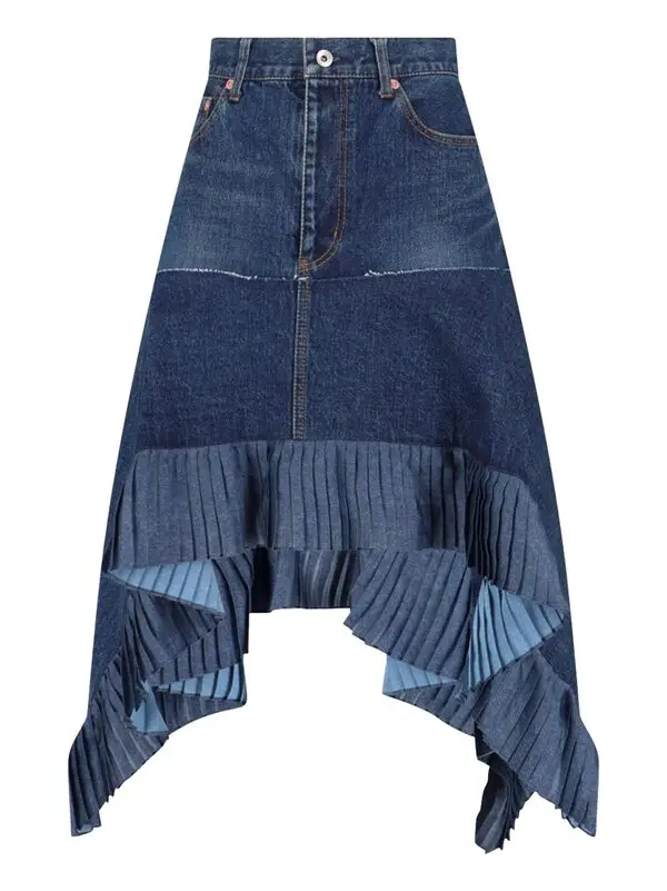 Victoria Beckham Denim Midi Skirt - Blue