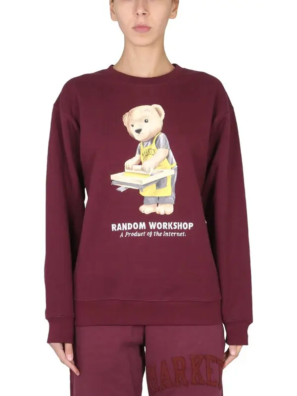 MARKET Random Workshop Bear Sweatshirt - Bordeaux