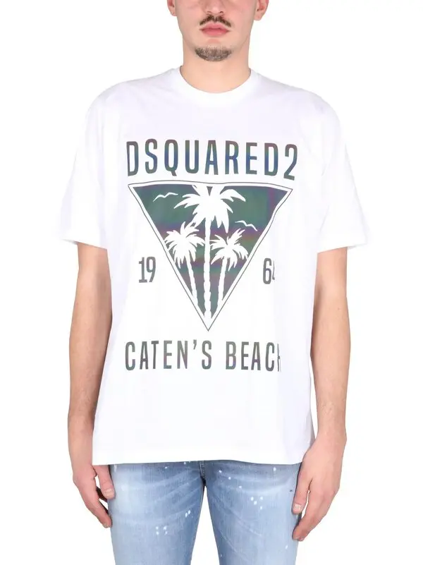 Dsquared2 T-shirt D2 Caten's Beach - White