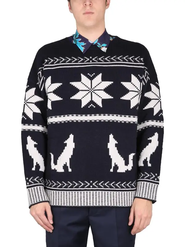 Etro Virgin Wool Crewneck Sweater - Blue