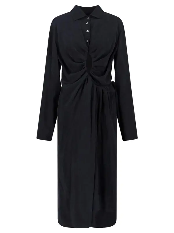 JIL SANDER Draped Midi Dress - Black