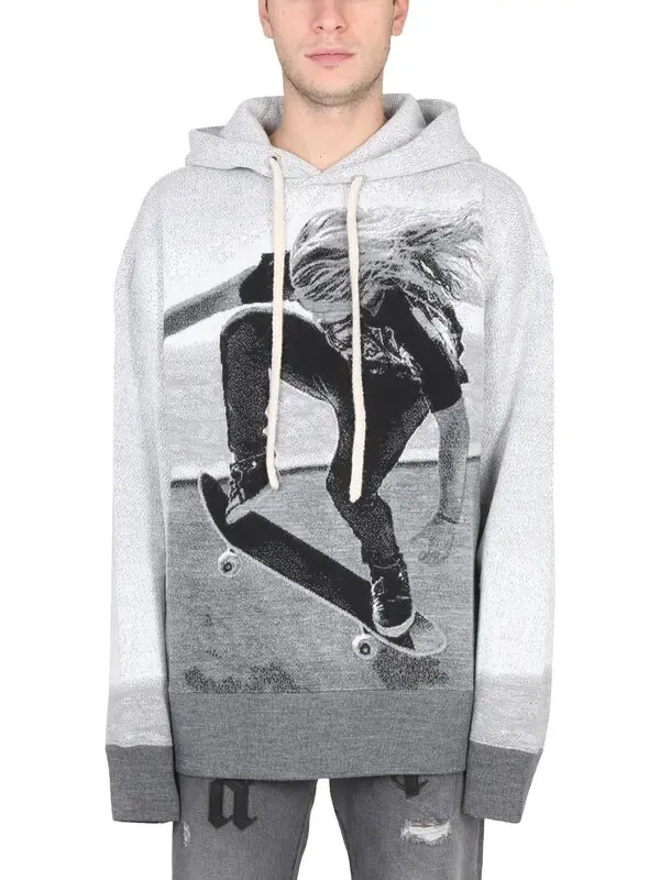 Palm Angels Hooded Shirt - Grey