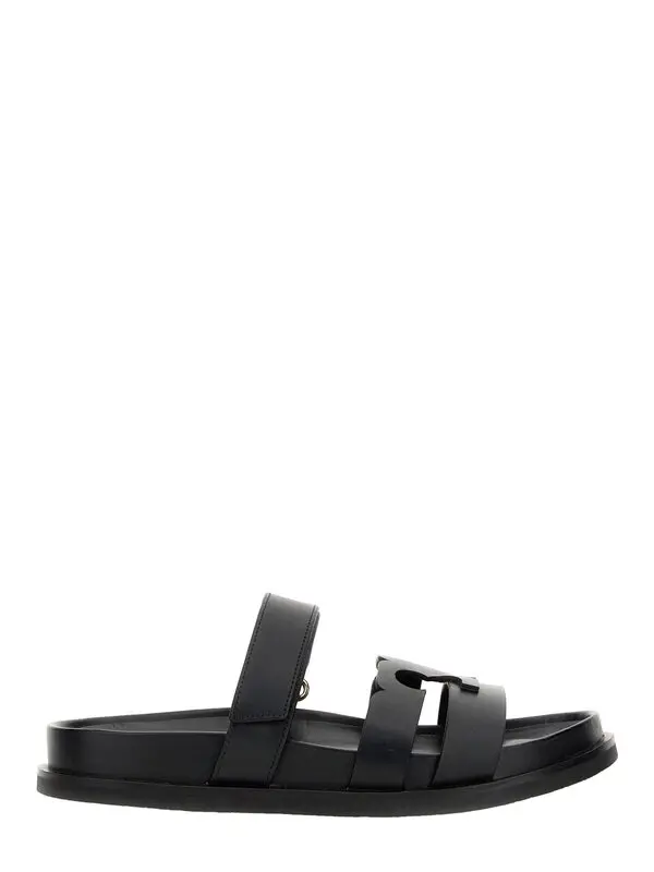 Tory Burch Leather Slide Sandals - Black