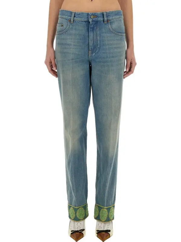 Valentino Garavani Pants With Jacquard Edges - Denim