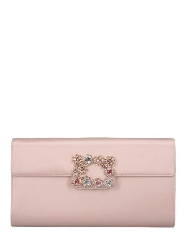 ROGER VIVIER Efflorescence Satin Clutch Bag - Pink