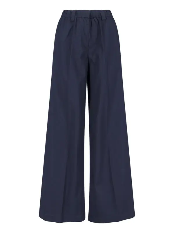 PT TORINO Cotton Blend Wide Leg Pants - Blue