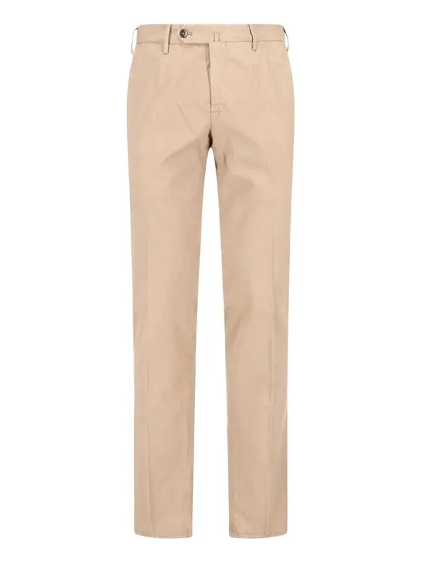 PT TORINO Cotton Blend Straight Leg Pants - Brown