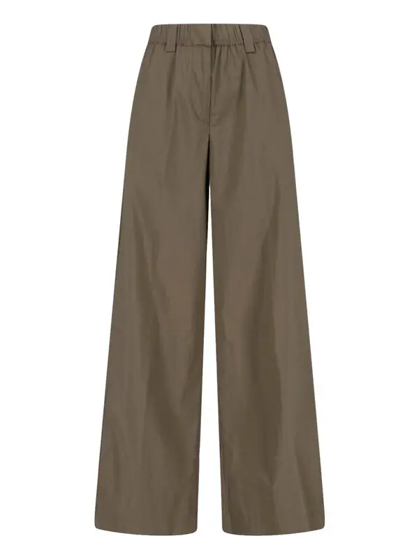 PT TORINO Cotton Blend Wide Leg Pants - Green