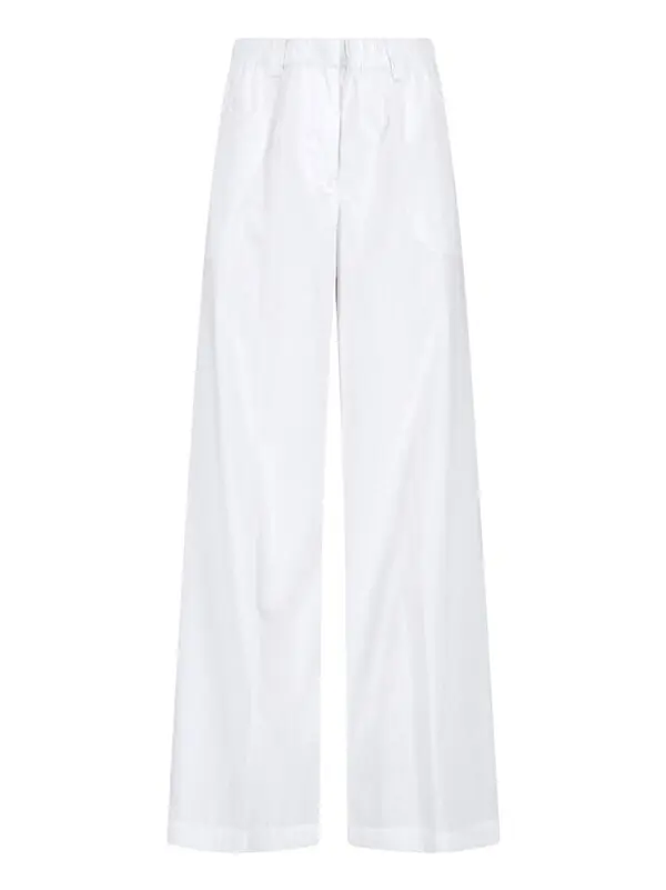 PT TORINO Cotton Blend Wide Leg Pants - White