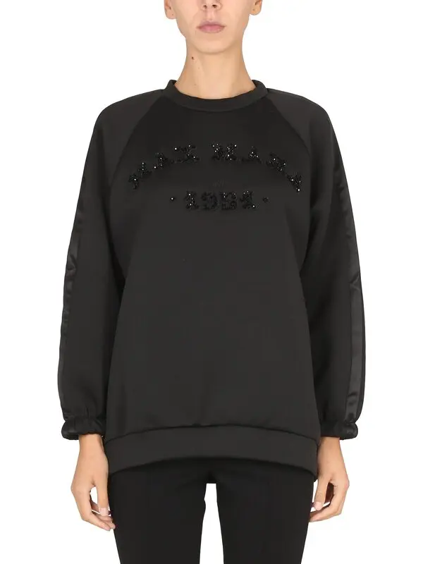 Max Mara Sweatshirt With Rhinestone Embellishment - Black