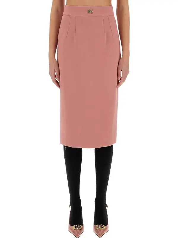 Dolce & Gabbana Dg Logo Longuette Pencil Skirt - Pink