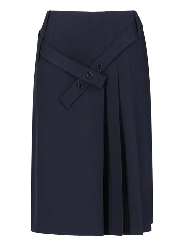 Sibel Saral Virgin Wool Midi Skirt - Blue