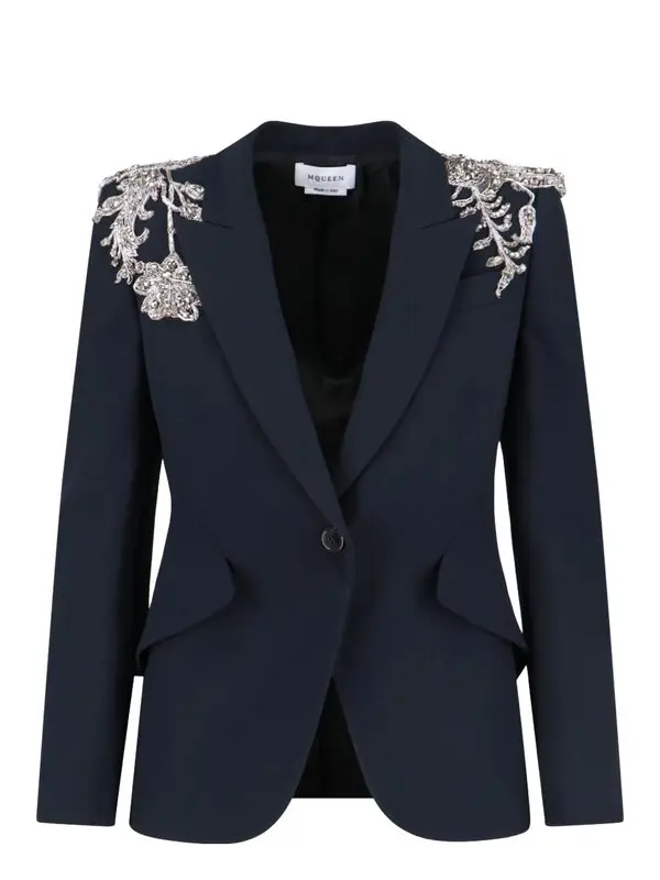 Alexander McQueen Single-breasted Blazer With Decorations - Black