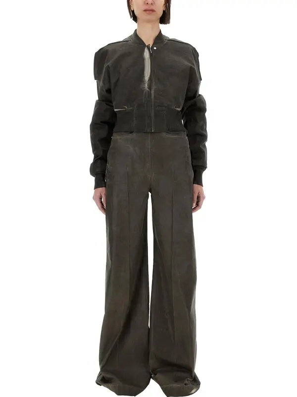 Rick Owens Cropped Flight Bomber Jacket - Grey