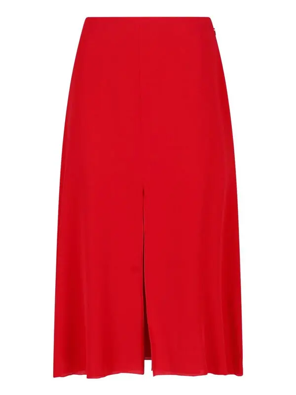 Loro Piana Silk Midi Skirt - Red