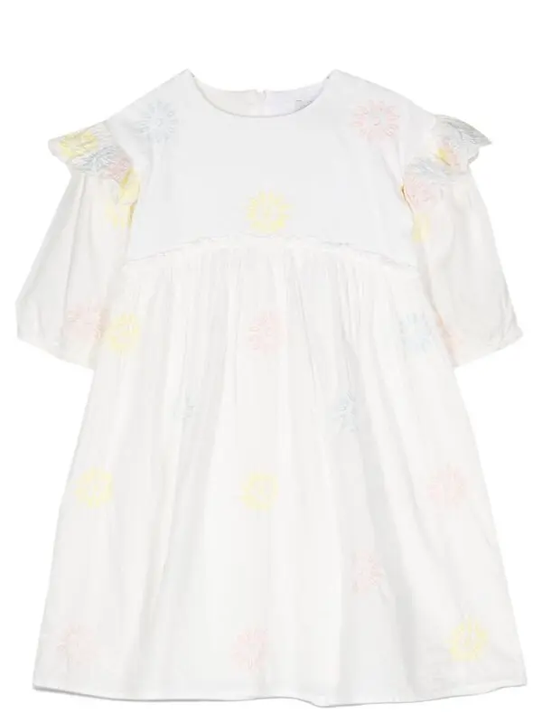 Stella McCartney Embroidered 3/4 Sleeve Dress - Ivory