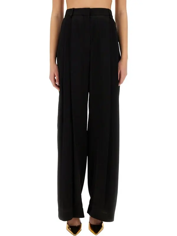 Nina Ricci Wide-leg Pleated Trousers - Black