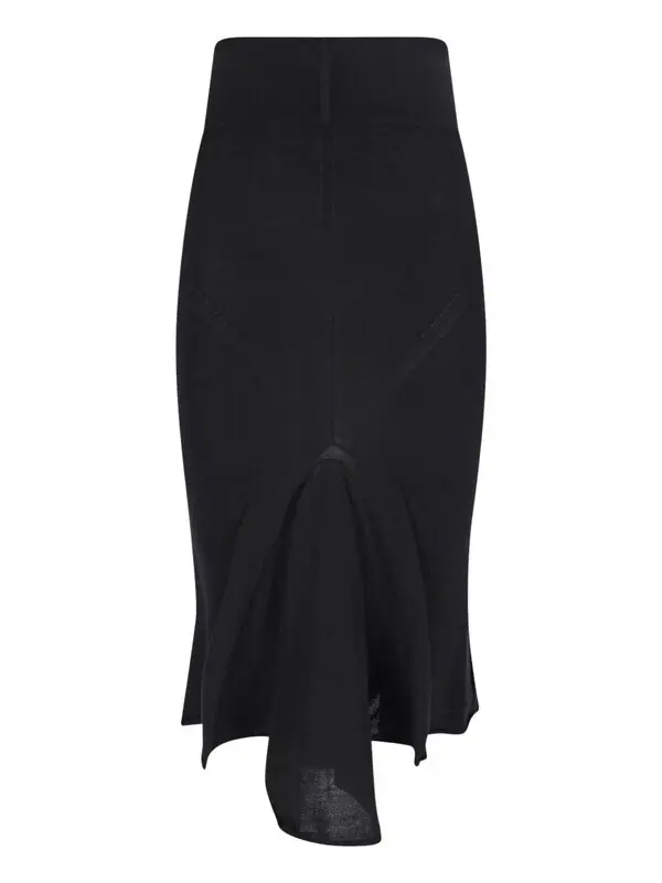 Rick Owens Asymmetrical Wool Midi Skirt - Black