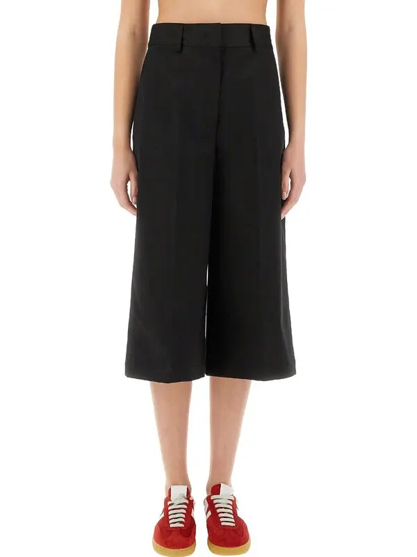 MSGM Wide-leg Midi Pants - Black