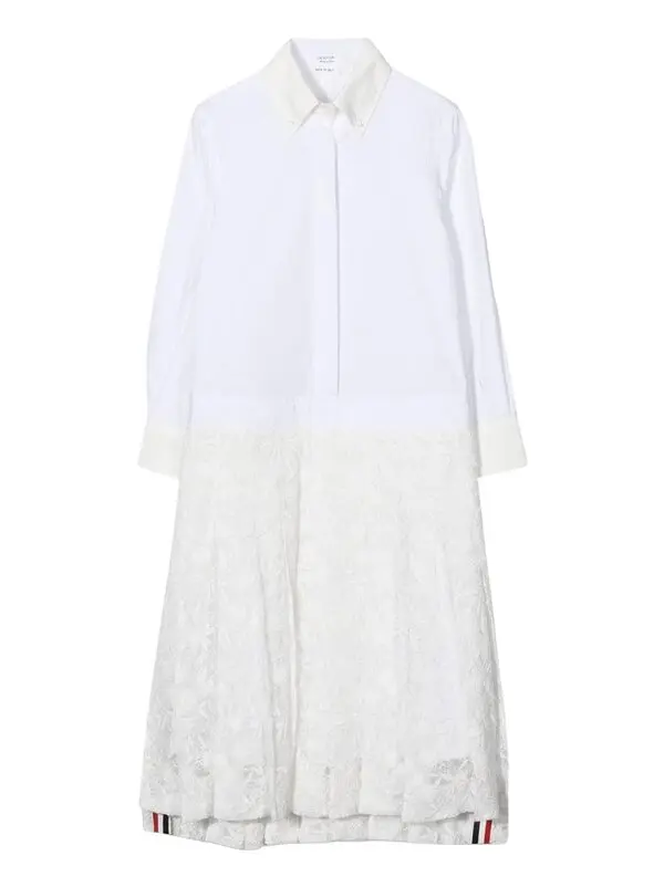 Thom Browne Pleated Bottom Shirtdress - White
