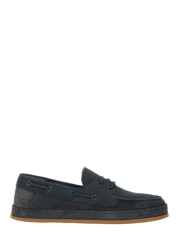Hogan Leather Boat Moccasin - Blue