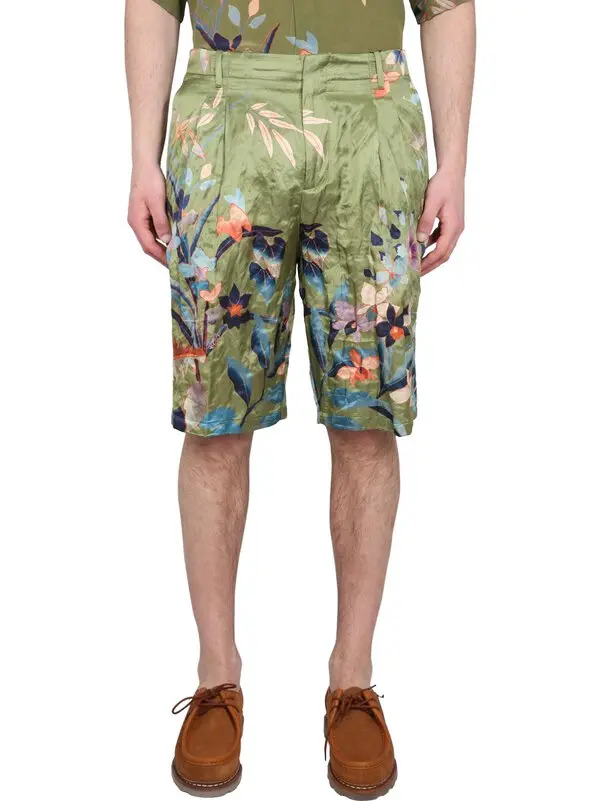 Etro Floral Print Bermuda Shorts - Green