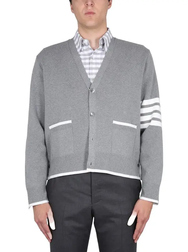 Thom Browne 4-bar Stripe Cardigan - Grey