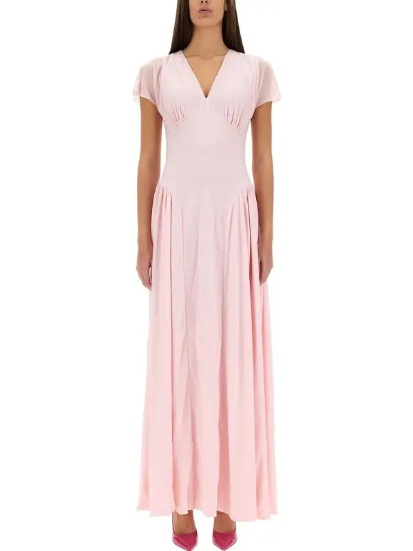 Remain Birger Christensen Long Dress With Drape - Pink