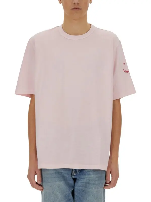 Paul Smith T-shirt With Embroidery Ps Happy - Pink